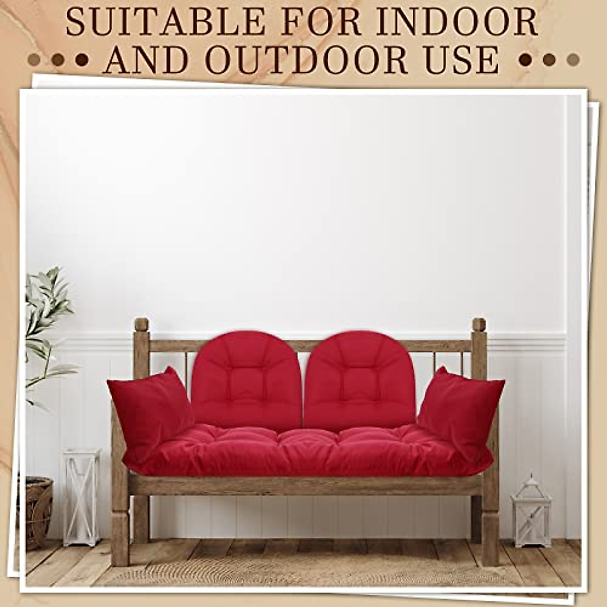 Maitys 5 Pieces Waterproof Outdoor Cushions Couch Cushion Set Wicker Chair Cushions Group Loveseat Cushions Lumbar Pillows for Patio Backyard Porch Garden Furniture (Wine Red)