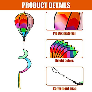 5 Pcs Hot Air Balloon Wind Spinners Rainbow Spinner Wind Chime Garden Windmill Spinner Kinetic Hanging Decor for Lawn Yard (Strip Style)