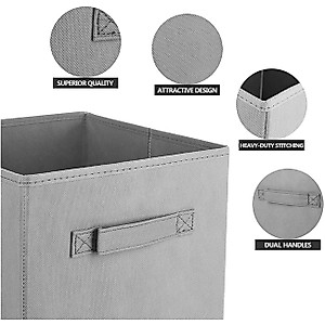Debbu Basics Fabric Clothing Storage Bins - 10.6" x 10.6" x 11" - Collapsible Storage Cubes Organizer with Handles, Linen Foldable Storage Baskets Cloth Box Containers, Closet Organizers