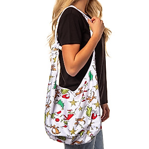 Dr. Seuss GRINCH Allover Festive Max And Grinch Shoulder Crossbody Hobo Bag Adjustable Strap