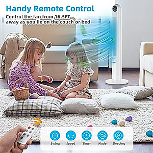 COSTWAY Tower Fan, 42-Inch Portable 80 Degrees Oscillating Fan with Remote, Smart Control Panel, 3 Wind Modes, 12H Timer, Quiet Bladeless Fan for Living Room, Bedroom, Kitchen, Office (White)