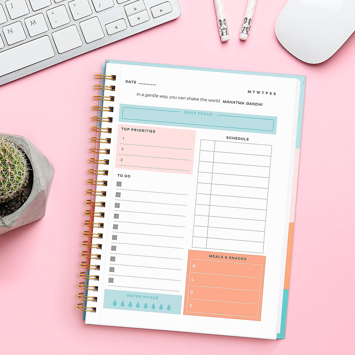 Sweetzer & Orange Undated Planner with Meal, Habit and Routine Tracker, Daily To Do List - Weekly and Monthly Goal Agenda Foil Notebook Organizer for 2023, Students, College, Work, ADHD, Fitness, Productivity