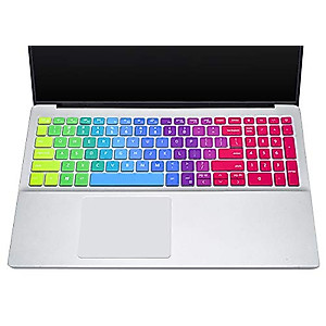 Keyboard Cover for Dell G15 5510 5515 Gaming,Dell Inspiron 15 3000 3501 3505 3502 5000 7000 7500 7501 7506 7590 7591 7706 7790 5501 5502 5505 5508 5584 5590 5593 5598,Vostro 3000 5000 7000, Rainbow
