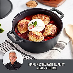 DASH Zakarian by DASH 4.5 Qt Nonstick Cast Iron Dutch Oven, Titanium Ceramic Nonstick Pot with Lid and Handles, Black