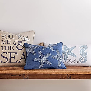 Levtex Home - Blue Bay - Decorative Pillow (18 X 18in.) - You, Me & The Sea - Natural, Navy and White