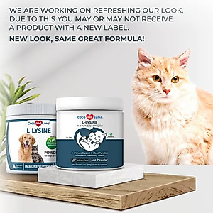 L-Lysine Supplement for Cats 4oz/120g - Cat Supplement for Sneezing and Runny Nose, Cat Cold, Cat Immune Support, Eye Function and Respiratory Health – Lysine Powder for Cats, Salmon Flavor