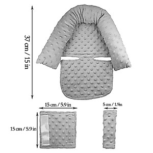 Baby Head Support and Strap Covers, Infant Car Seat Insert Cushion, Ultra Soft Head and Neck Cushion for Car Seat, Baby Car Seat Cushion (Gray)