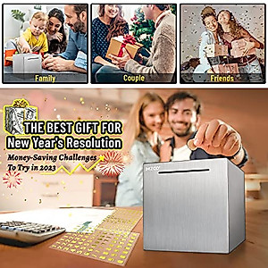 hizgo Piggy Bank for Adults Stainless Steel Savings Bank to Help Budget and Save Must Break to Access Money（5.9 inch）