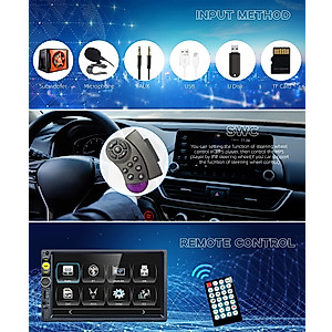 Apple Carplay Double Din Car Stereo Radio with Bluetooth, Rimoody 7 Inch HD Touchscreen Car Radio with Android Auto Mirror Link, Backup Camera, Steering Wheel, FM, USB/TF/AUX