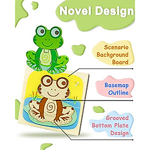 Benresive Wooden Toddler Puzzles Ages 1-3, Montessori Toys for 1 2 3 Year Old Boys Girls, 6 Pack Animal Toddler Toys Gifts for 1 2 3 Year Old Boys Girls, Learning Educational Preschool Toys