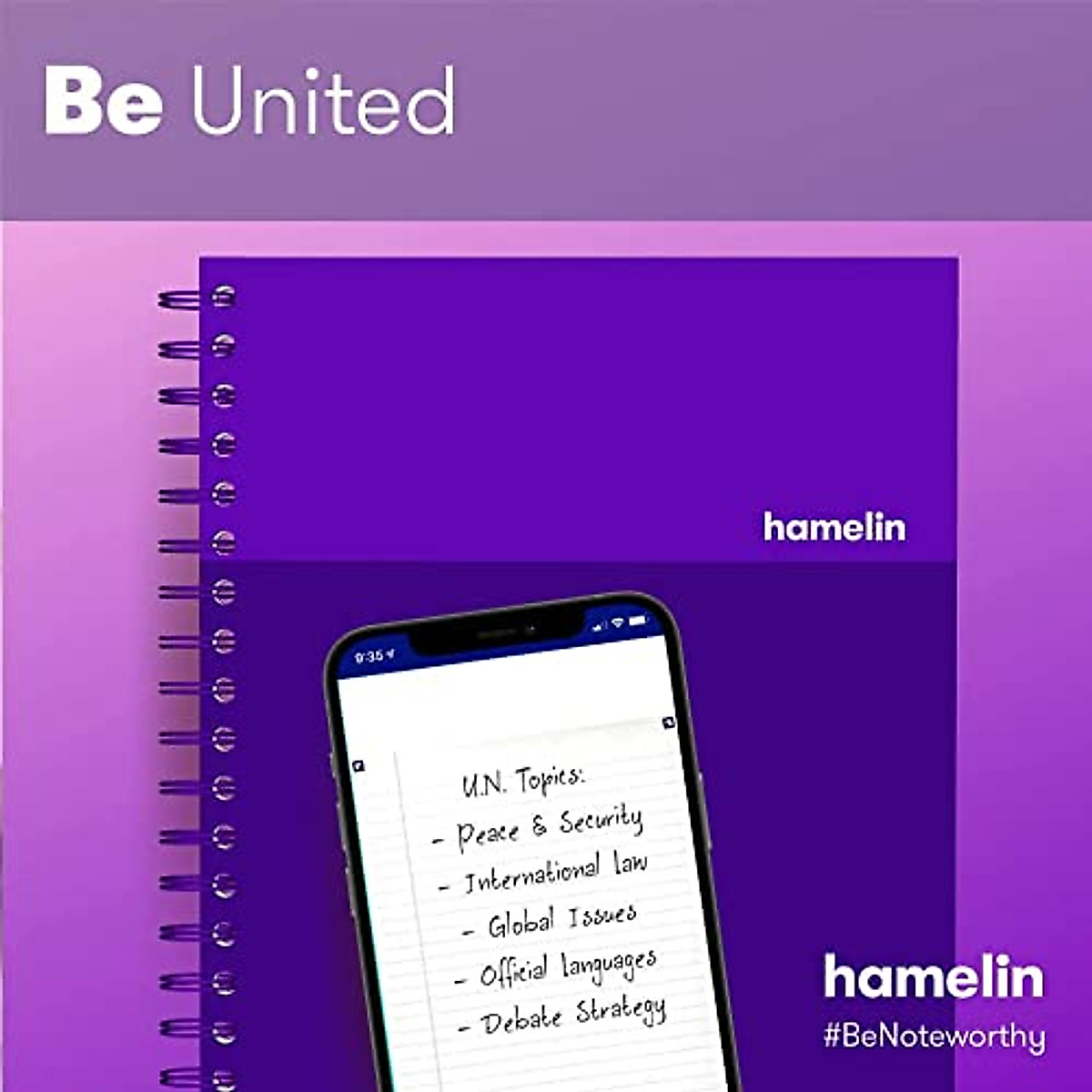 Hamelin, Spiral Notebook, 8x10in, College Ruled, Hardcover, 75shts/150 pages, 1 Subject Notebook, ULTRA Violet