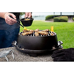 Lodge L12RG Cast Iron Round Kickoff Grill, 12 inch, Black