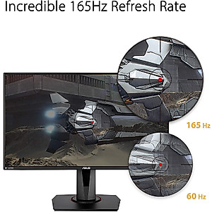 ASUS TUF Gaming 27” 1080P Monitor (VG279QR) - Full HD, IPS, 165Hz (Supports 144Hz), 1ms, Low Motion Blur, G-SYNC Compatible, Shadow Boost, VESA Mountable, DisplayPort, HDMI, Height Adjustable, Black