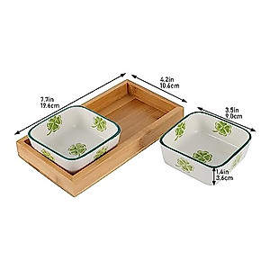 YARDWE Ceramic Snacks Plates Clover Pattern Fruits Nuts Dish St Patricks Day Party Tableware Shamrock Spice Sacue Dish for St Patricks Day Favors