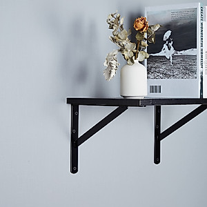 NEODROP 4-Pack 12 Inch Heavy Duty Shelf Brackets, Large Wall Bracket for Garage Storage Shelves, Black Powder-Coated Steel