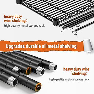 REIBII Storage Shelves 45.3''W Wire Shelving Unit 4 Tier Metal Shelves for Storage Rack Metal Shelving for Pantry Shelves Kitchen Steel Shelving, 45.3''W*63''H*17.7" D