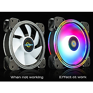 Conisy Rainbow Series 120mm Case Fan for Computer Case, Super Silent Efficient RGB LED PC Cooling Fan - 3 Pcs (Multicolor)