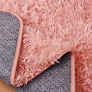 GONAAP Shag Area Rug Fluffy Faux Fur Playing Mat for Girls Bedroom Living Room Home Décor (Pink, 4' x 6')