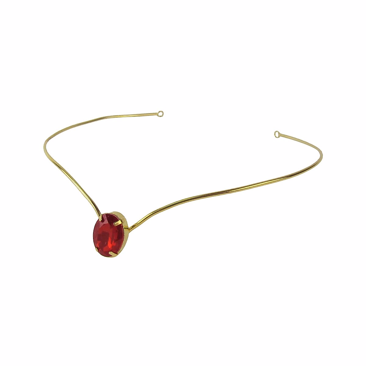 Treasure Gurus Ruby Royal Crown Princess Tiara Jeweled Wedding Party Headband Gold