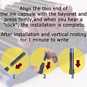 ROAD TENG Fountain Pen Ink Cartridges Red Color, Set of 20 Refill Ink Cartridges, 3.4 mm Bore Diameter Pens Ink Converter