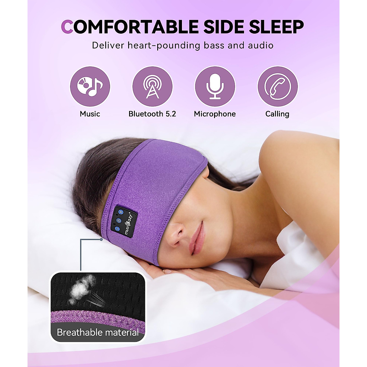 MUSICOZY Bluetooth 5.2 Headband Sleep Headphones Headband Headphones Sports Wireless Music Earphones Eye Mask Earbuds for Workout Running Travel Yoga Mom Women Cool Gadgets Unique Gifts