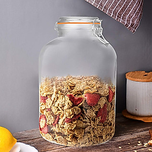 142 oz Large Glass Jars,Canning Jars With Airtight Lid And Leak Proof Rubber Gasket 4L,Mason Jars With Hinged Lids,Gallon Jars For Fermenting,Big Kitchen Canisters,Storage Containers For Food 2 Pack …