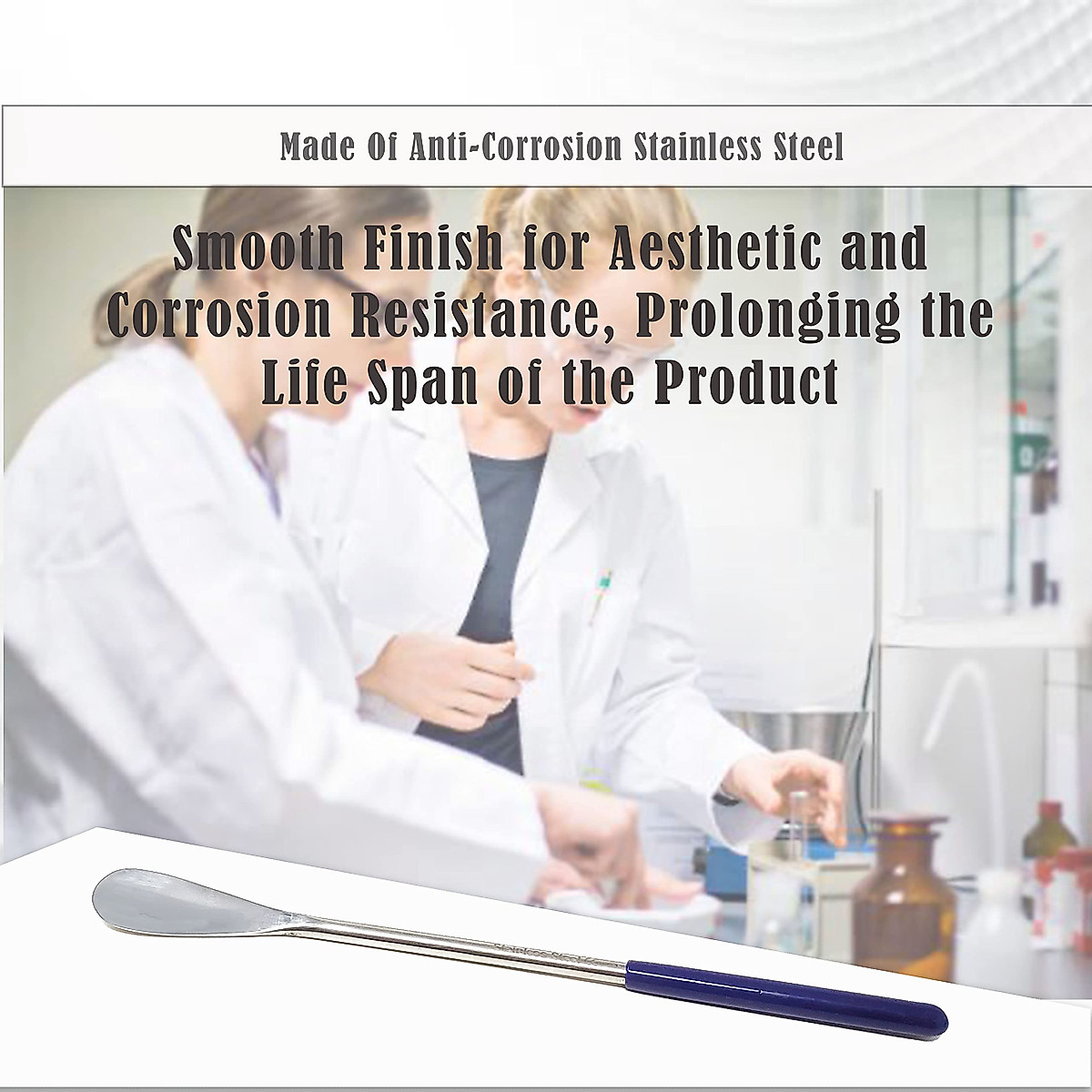 Vinyl Grip Stainless Steel Micro Lab Laboratory Flat Spoon Weighing Spatula Sampler (7 inch)