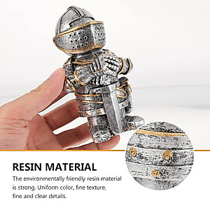 FOMIYES Knight Statue Medieval War Resin Crafts Axe Guard Dwarf Knight Desktop Mini Sculpture Decoration Mini Knight Sculpture Ornament for Home Office Bookshelf