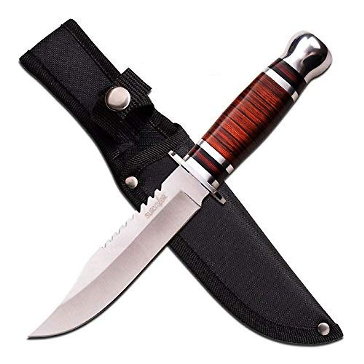 Survival Cherry Wood Hunting Knife 10.5 Inch Fixed Blade with Sheath Jwd28