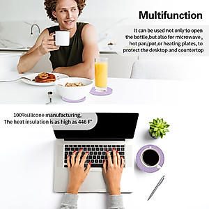 4pcs Jar Opener Gripper Pads-Clearance, Silicone Rubber Bottle Lid Opener, Strong Grip Pad Set Opening Cans, Jars, Bottle lid Cap, for Seniors with Arthritis Weak Hands Kitchen Coaster (Purple)