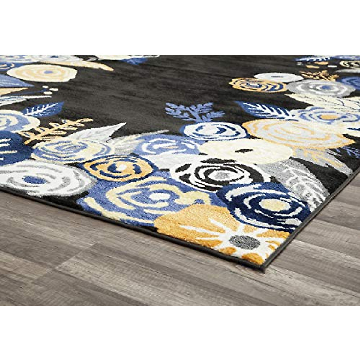 Rugs America Black & Multi Blooms Transitional Rug Royal Blossom Golden Onyx VA35A 8'0"X10'0" Area Rug