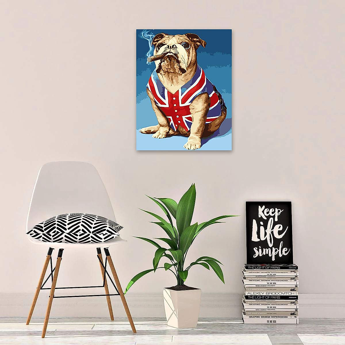 Kealux Paint by Numbers Animals Kits 40cm x 50cm Canvas, DIY Acrylic Painting for Adults and Kids with Paints, Brushes Dog Without Frame