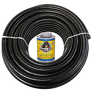25 ft x 1/2" HydroMaxx® Black Flexible PVC Pipe for Koi Ponds, Irrigation and Water Gardens. Includes Free can of 4oz Hot Blue PVC Gorilla Glue!