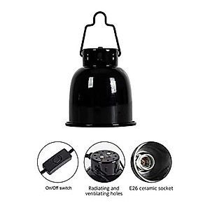OIIBO Reptile Light Kit, Mini Deep Dome Lamp Fixture & 25W Heat Emitter, Optical Reflection Cap Cover of 4” Bottom Bundle with Heat Lamp Emitter (Deep Dome+1PCS Heat emitter)