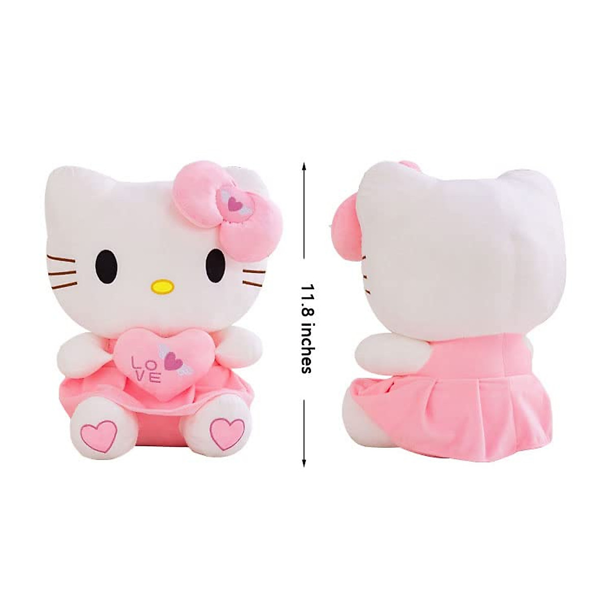 ATCEEN Plush Cat Toys Baby Girls Dolls Kitten Stuffed Animals Cat Toys Kawaii Plush Pink Pillow Soft 3D Doll Toys Fluffy Hugging Pillow Gift for Kids and Fans,Heart a,11.8in