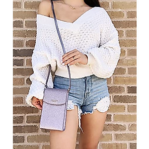 Kate Spade Tinsel Glitter Fabric North South Phone Crossbody Lilac Frost Purple