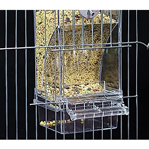 Automatic Bird Feeder,No Mess Bird Feeder,Bird Cage Feeder Bird Cage Accessories for Parakeet Canary Cockatiel Finch (Transparent)