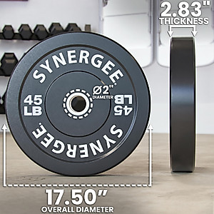 Synergee Bumper Plates Weight Plates Strength Conditioning Workouts Weightlifting 45lbs Pair
