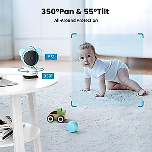 ieGeek 5'' Baby Monitor WiFi with Camera and Audio- 1080P Video Baby Monitor with Night Vision, 2-Way Talk, 360° PTZ, Motion & Sound Detection, Smartphone APP and LCD Monitor Control