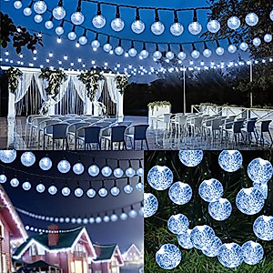 Lotenten Solar String Lights Outdoor 80 Led 46ft Globe Lights,8 Modes Waterproof Solar Powered Decorative String Lights for Patio Garden Yard Party Wedding Festival(Pure White)