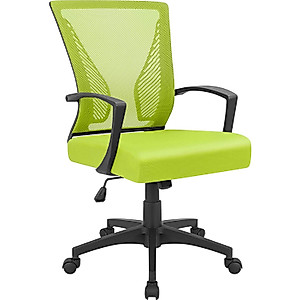 Furmax Office Chair Mid Back Swivel Lumbar Support Desk Chair, Computer Ergonomic Mesh Chair with Armrest (Cyan)