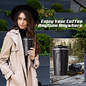 Travel coffee mugs spill-proof and leak-proof, reusable coffee cups with lids, stainless steel vacuum thermos coffee tumblers,thermal insulation cups for men and women hot & cold drinks