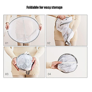 Qaoliffa 2-Tier Folding Mesh Clothes Hanging Dryer,Prevent Sweater from Deforming,Laundry Basket for Drying Underwear，Towels, Hats, Scarves,23 inches in Diameter(Set of 2)