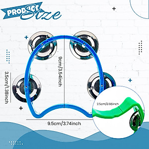 MOTZU 4 Pack Plastic Musical Percussion Tambourines, Dual Alloy Recording Combo Tambourine, Cutaway Half Blossom with 4 Bells Comfortable Teaching Toys, Multicolour