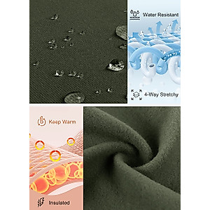 G Gradual Women's Fleece Lined Winter Leggings with Pockets Water Resistant High Waisted Thermal Warm Pants Running Hiking(Olive_Green,S)