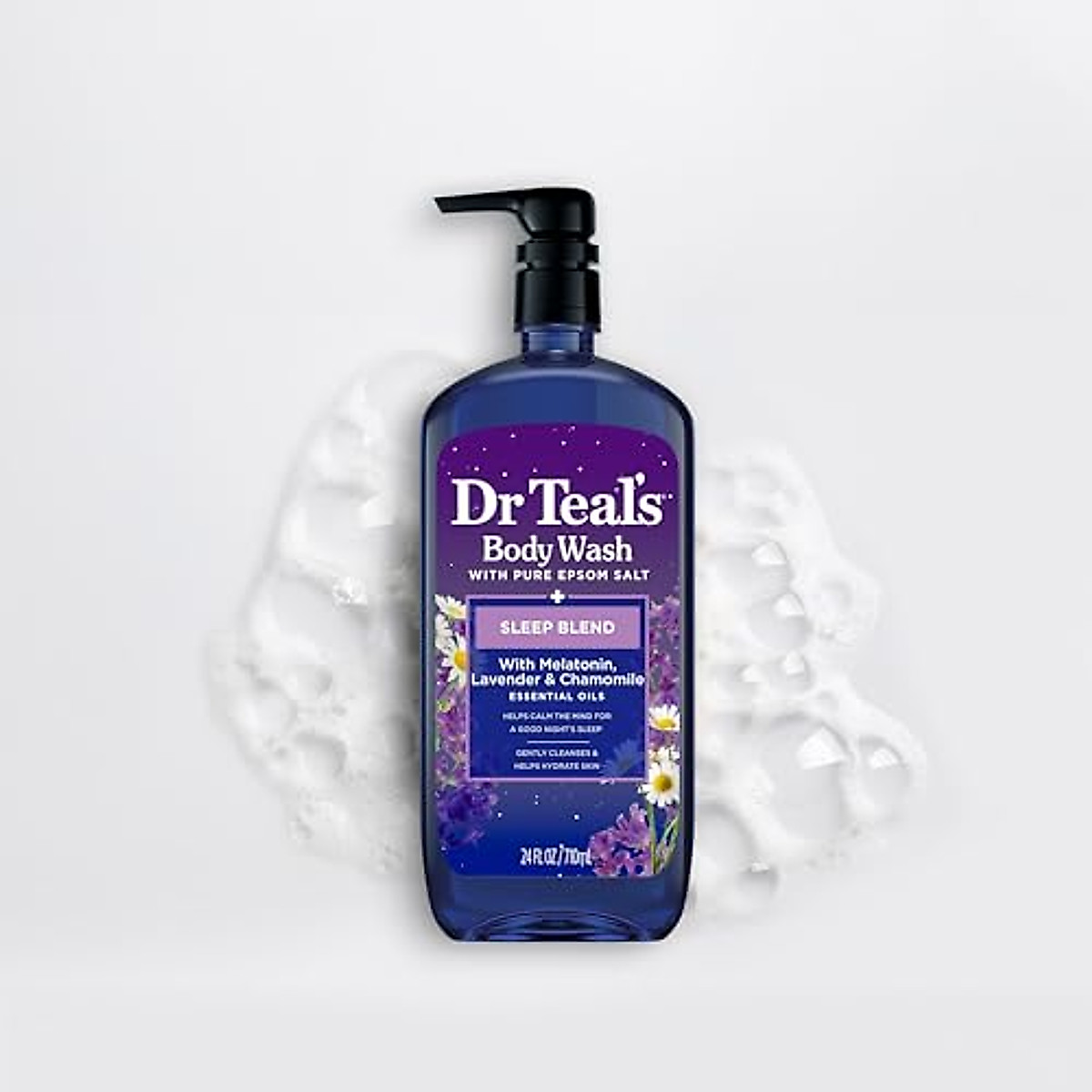 Dr Teal's Sleep Body Wash with Melatonin, Lavender & Chamomile & Essential Oil Blend, 24 fl oz.