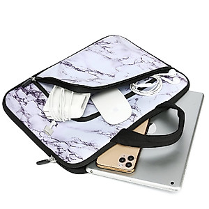 14 15 15.4 15.6 Inch Laptop Handle Bag Computer Protective Case Sleeve Neoprene Cover Compatible with MacBook Pro 15" 15.6" Dell Lenovo HP Asus Acer Sony Toshiba Chromebook Notebook (White Marble)