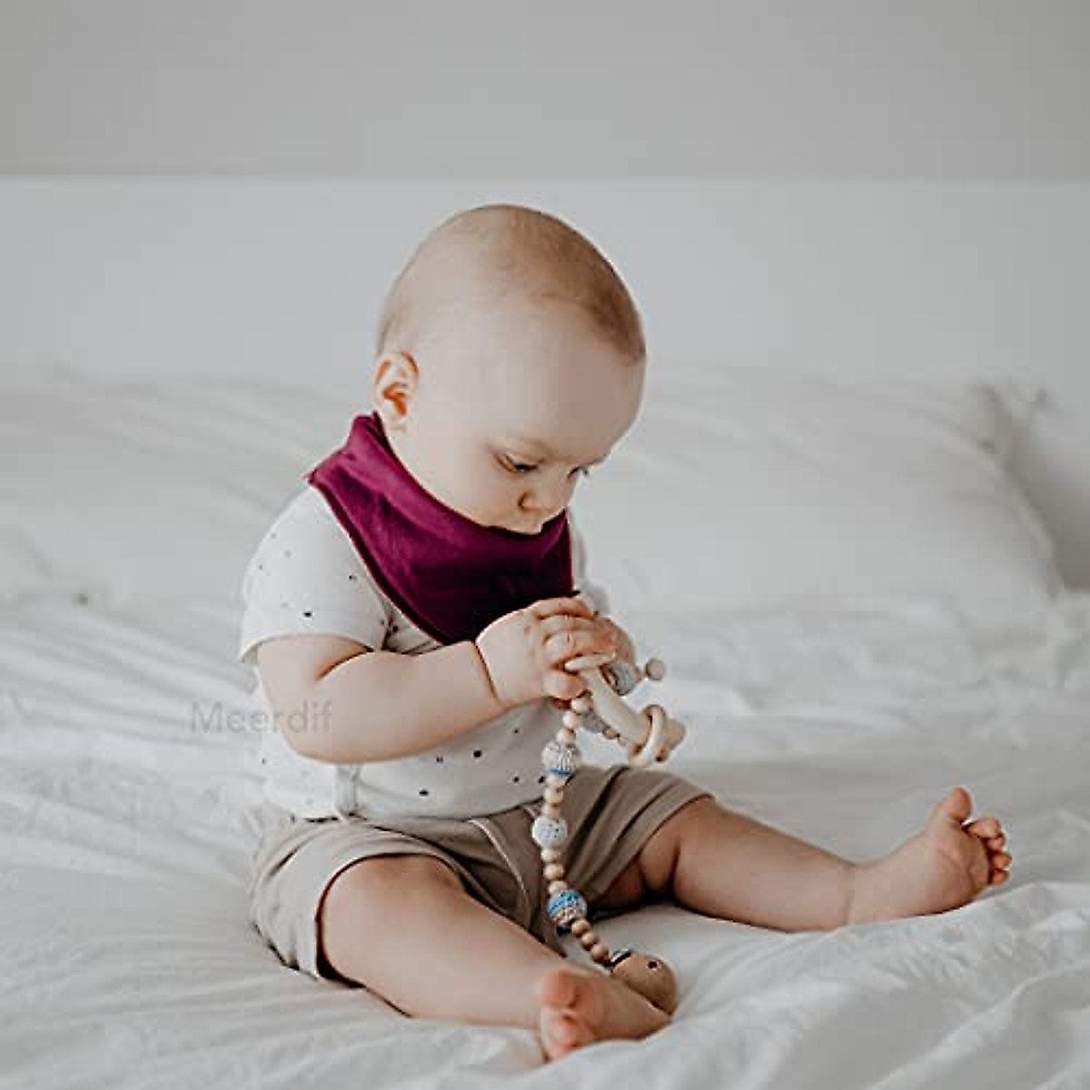 Meerdif Baby Bandana Drool Bibs 8 Pack Solid Organic Cotton Baby Bibs for Girls, Boys, Unisex - Plain Colors