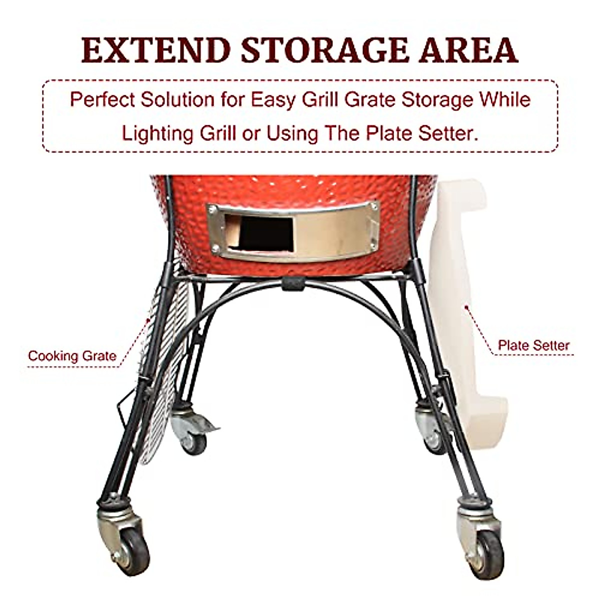 KAMaster Grate Rack for Kamado Grill Classic Grills Powder Coated Steel Perfect Accessory to Store Grill Grate or Plate Setter/Store Grate Rack While Lighting Grill (Large)