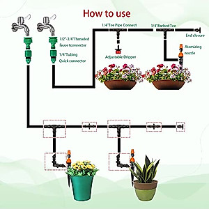 300PCS Irrigation Fittings Kit Drip Irrigation System,HOINCO Drip Irrigation Barbed Connectors for 1/4 Inch Tube, for Flower Pot Garden Lawn